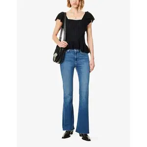 Paige Kai Square Neckline Cotton And Silk Blend Top