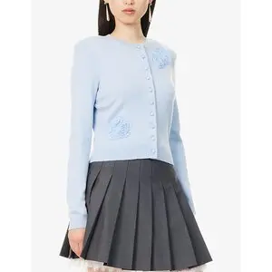 SELF-PORTRAIT Flower-knit Woven Cardigan