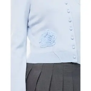 SELF-PORTRAIT Flower-knit Woven Cardigan