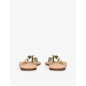 ANCIENT GREEK SANDALS Saionara Bead-embellished Leather Thong Sandals - Bone