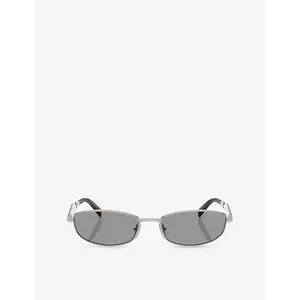 Prada Pr D51s Oval-frame Metal Sunglasses - Silver