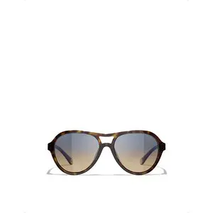 Chanel Ch5552u Pilot-frame Acetate Sunglasses - Brown