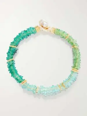 LIZZIE FORTUNATO Lita Gold-plated Quartz And Pearl Beaded Necklace - Multi