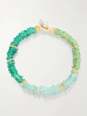 LIZZIE FORTUNATO Gold-plated Quartz And Pearl Beaded Necklace - Multi