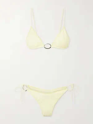 Oseree Lurex-trimmed Lace Bikini - Yellow