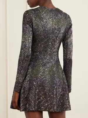 Missoni Sequin-embellished Metallic Crochet-knit Mini Dress - Black