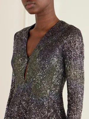 Missoni Sequin-embellished Metallic Crochet-knit Mini Dress - Black