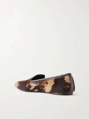 Brunello Cucinelli Bead-embellished Leather-trimmed Brushed Loafers