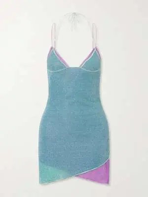 Oseree Lumiere Double Metallic Lurex Mini Dress