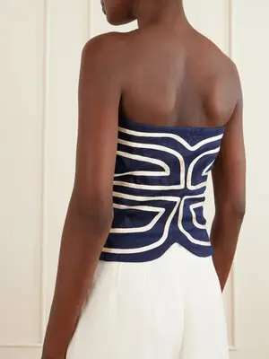 ANDRES OTALORA Serengeti Embroidered Strapless Sweetheart Neckline Top