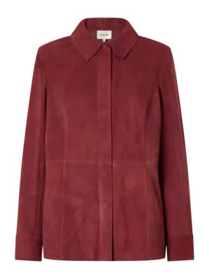 FRAME Paneled Suede Shirt - Red