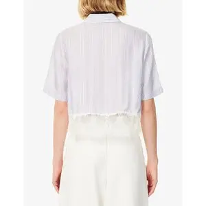 FRAME Striped Lace Trimmed Silk Shirt
