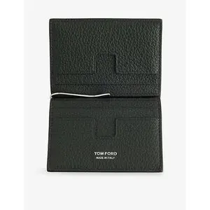 TOM FORD T Line Leather Money-clip Card Holder - Dark Pine
