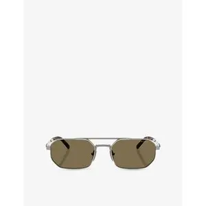 Prada Pr D53s Irregular-frame Metal Sunglasses - Grey