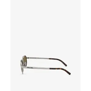 Prada Pr D53s Irregular-frame Metal Sunglasses