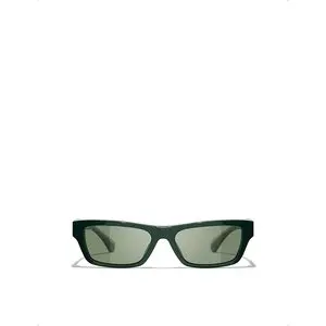 Chanel Ch5564b Rectangular-frame Acetate Sunglasses - Green