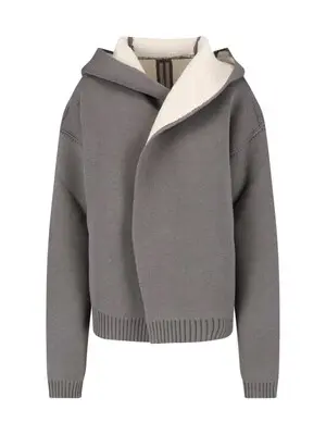 Rick Owens Wool Hooded Jacket - Gray