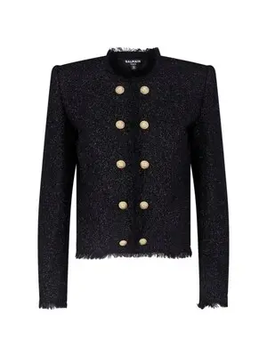 Balmain Virgin Wool Button Jacket - Black