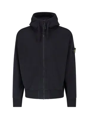 Stone Island Hooded Sweatshirt In Cotton - Black