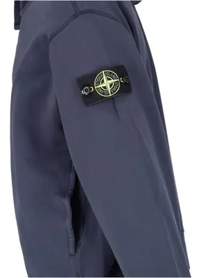 Stone Island Hooded Sweatshirt In Cotton - Blue