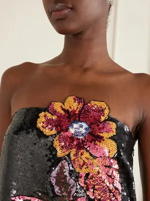 DIMA AYAD Sequined Organza Strapless Gown