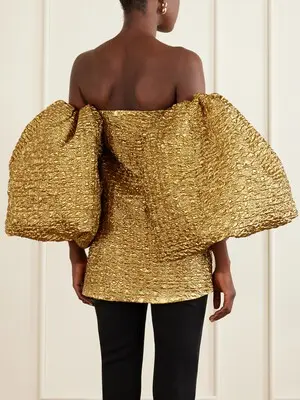 DIMA AYAD Cloqué Blouse With Dramatic Puffed Sleeves