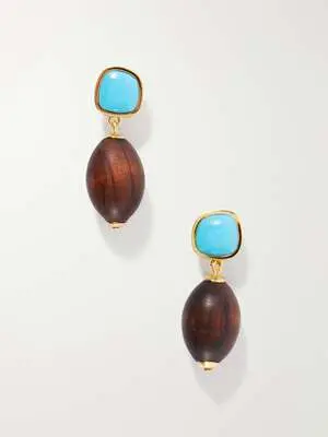 LIZZIE FORTUNATO Olea Gold-plated Resin And Wood Earrings - Multi
