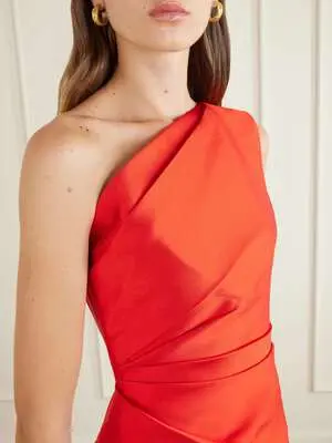 Solace London Kira Gathered Satin-twill Gown