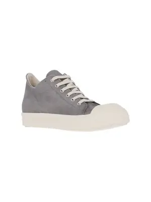 Rick Owens Low Top Cotton Canvas Sneakers - Gray
