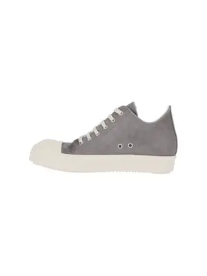 Rick Owens Low Top Cotton Canvas Sneakers - Gray