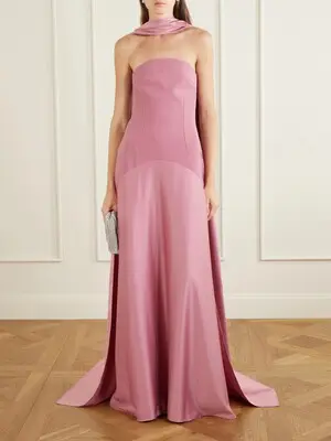 Solace London Mae Satin-trimmed Crepe Gown