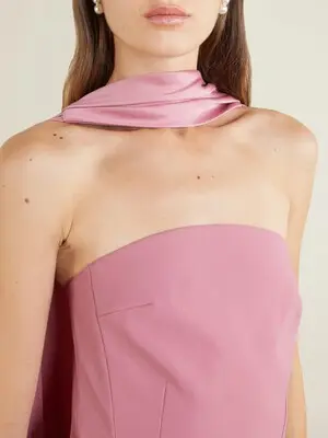 Solace London Mae Satin-trimmed Crepe Gown