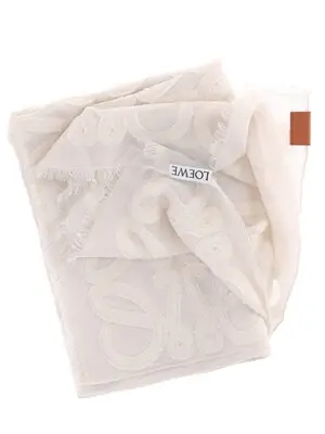 Loewe Scarf In Wool And Silk Blend - Cream