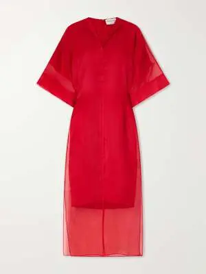 Brandon Maxwell The Zuri Silk-organza Midi Dress - Red
