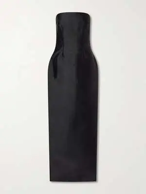 Solace London Ingrid Pleated Satin-twill Gown - Black