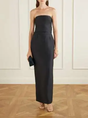 Solace London Ingrid Pleated Satin-twill Gown