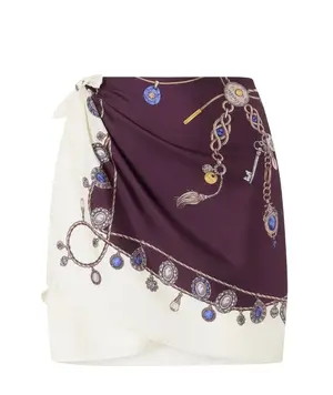 Versace Printed Silk-twill Mini Wrap Skirt - Brown