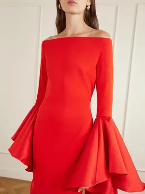 Solace London Astria Draped Satin-trimmed Crepe Gown - Red
