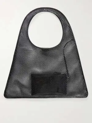 Alaïa Leather-trimmed Crocheted Shoulder Bag