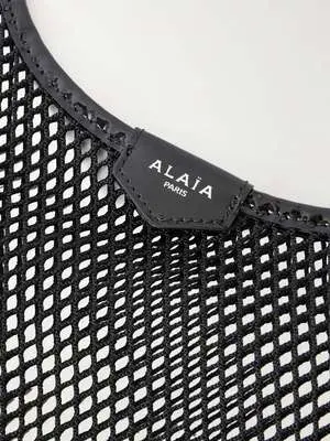 Alaïa Leather-trimmed Crocheted Shoulder Bag