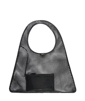 Alaïa Crocheted Shoulder Bag With Leather Trim - Black