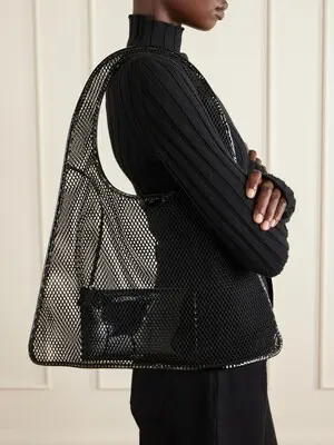 Alaïa Crocheted Shoulder Bag With Leather Trim