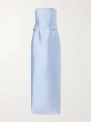 Solace London Ingrid Pleated Satin-twill Gown - Blue
