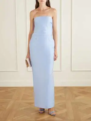 Solace London Ingrid Pleated Satin-twill Gown