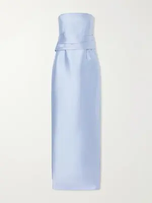 Solace London Ingrid Strapless Satin-twill Gown - Blue