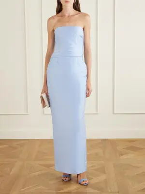 Solace London Ingrid Strapless Satin-twill Gown - Blue