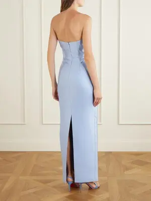 Solace London Ingrid Strapless Satin-twill Gown - Blue