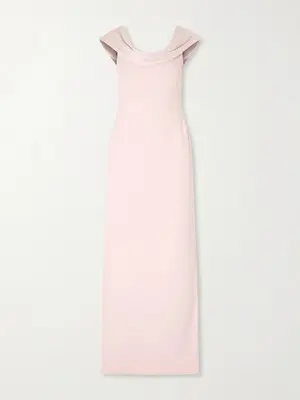 Solace London Adele Draped Satin-trimmed Crepe Maxi Dress - Pink