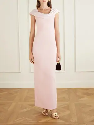 Solace London Adele Draped Satin-trimmed Crepe Maxi Dress - Pink
