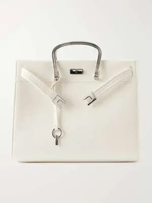Tory Burch Soft Lee Embellished Leather Tote - Cream